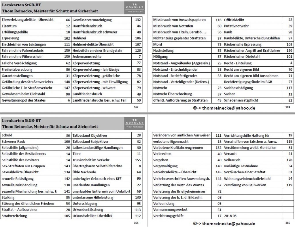 Einsatzkarten - Rechtsgrundlagen – TR Consult _-_ Security Lernkarten