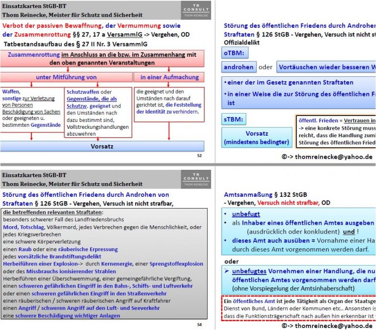 Einsatzkarten - Rechtsgrundlagen – TR Consult _-_ Security Lernkarten