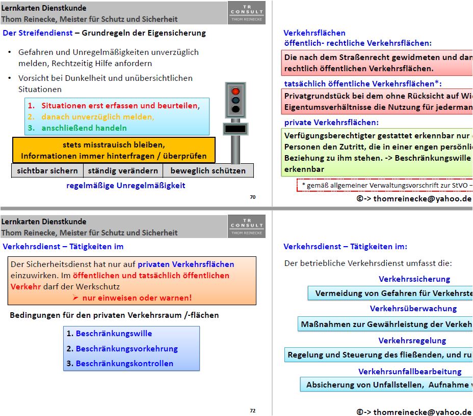 Lernkarten "Dienstkunde" – TR Consult _-_ Security Lernkarten