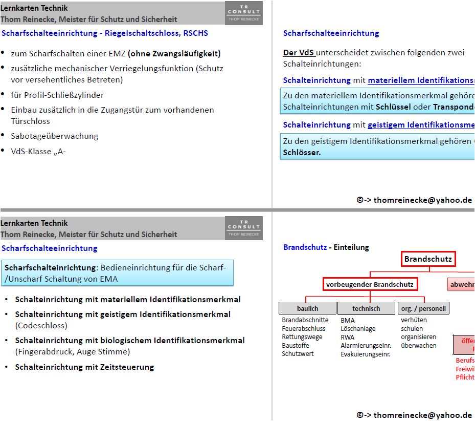 Lernkarten "Sicherheitstechnik" – TR Consult _-_ Security Lernkarten