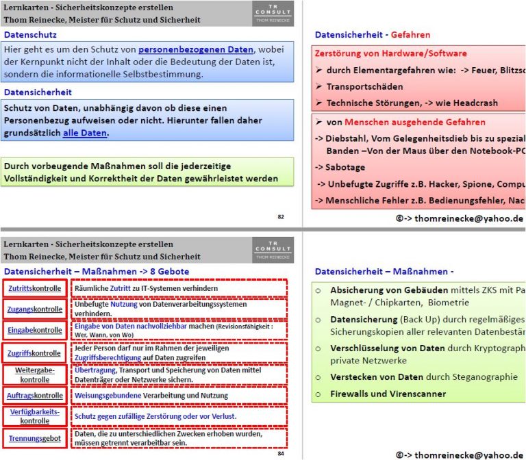 Lernkarten "Sicherheitskonzepte erstellen" – TR Consult _-_ Security Lernkarten